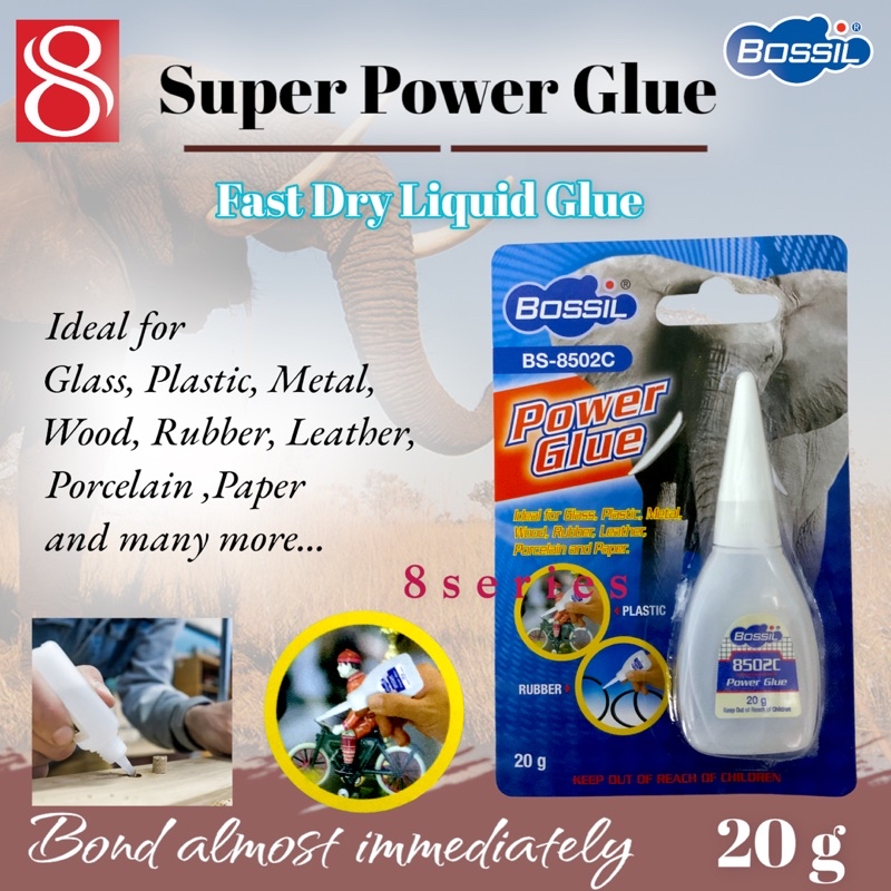 BOSSIL BS-8502C fast dry super glue , liquid glue adhesive 20g /piece ...