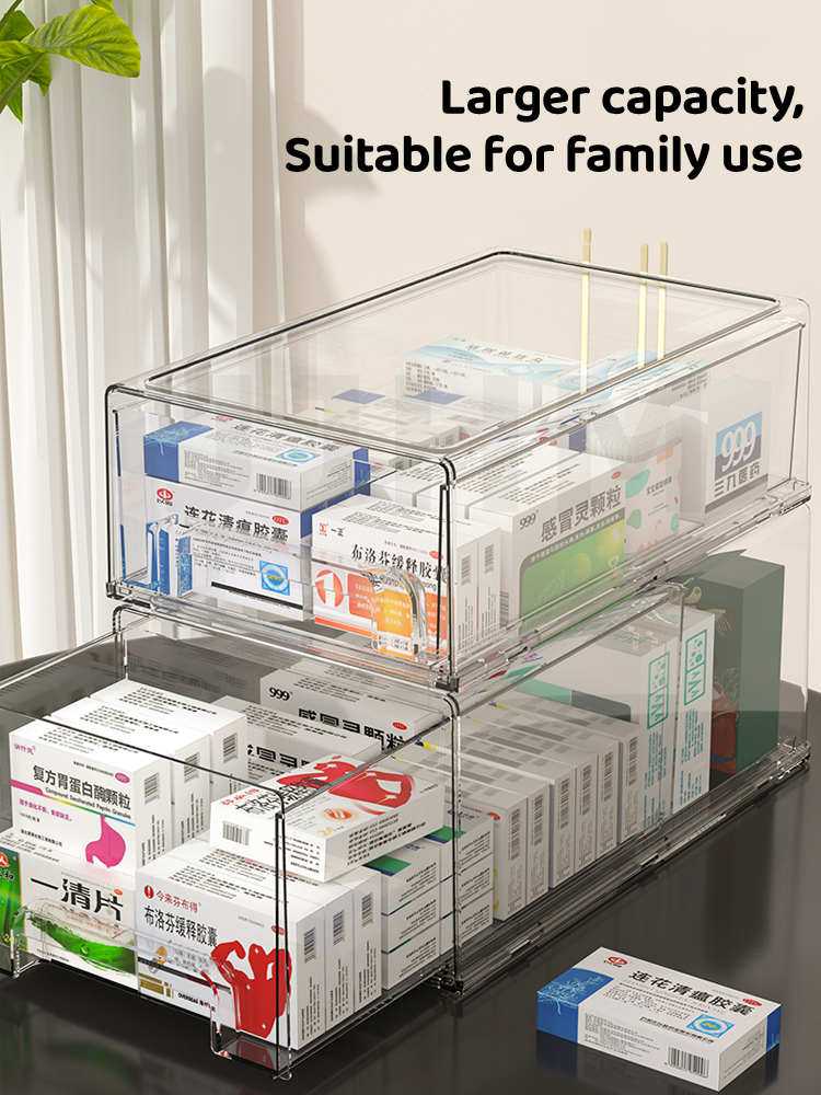 Premium Acrylic Medicine box family drawer type large capacity multi ...