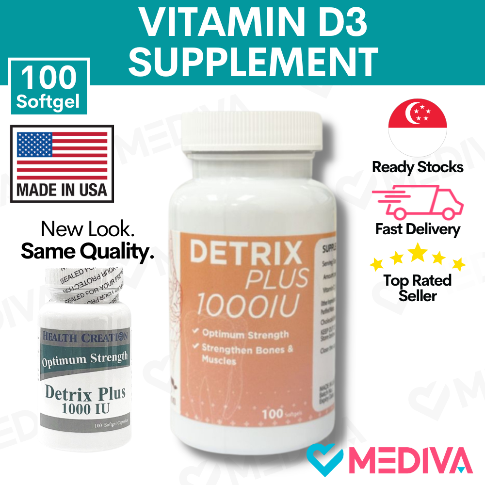 DETRIX PLUS Vitamin D 1000 IU - 100 Soft Gels (Optimum Strength ...