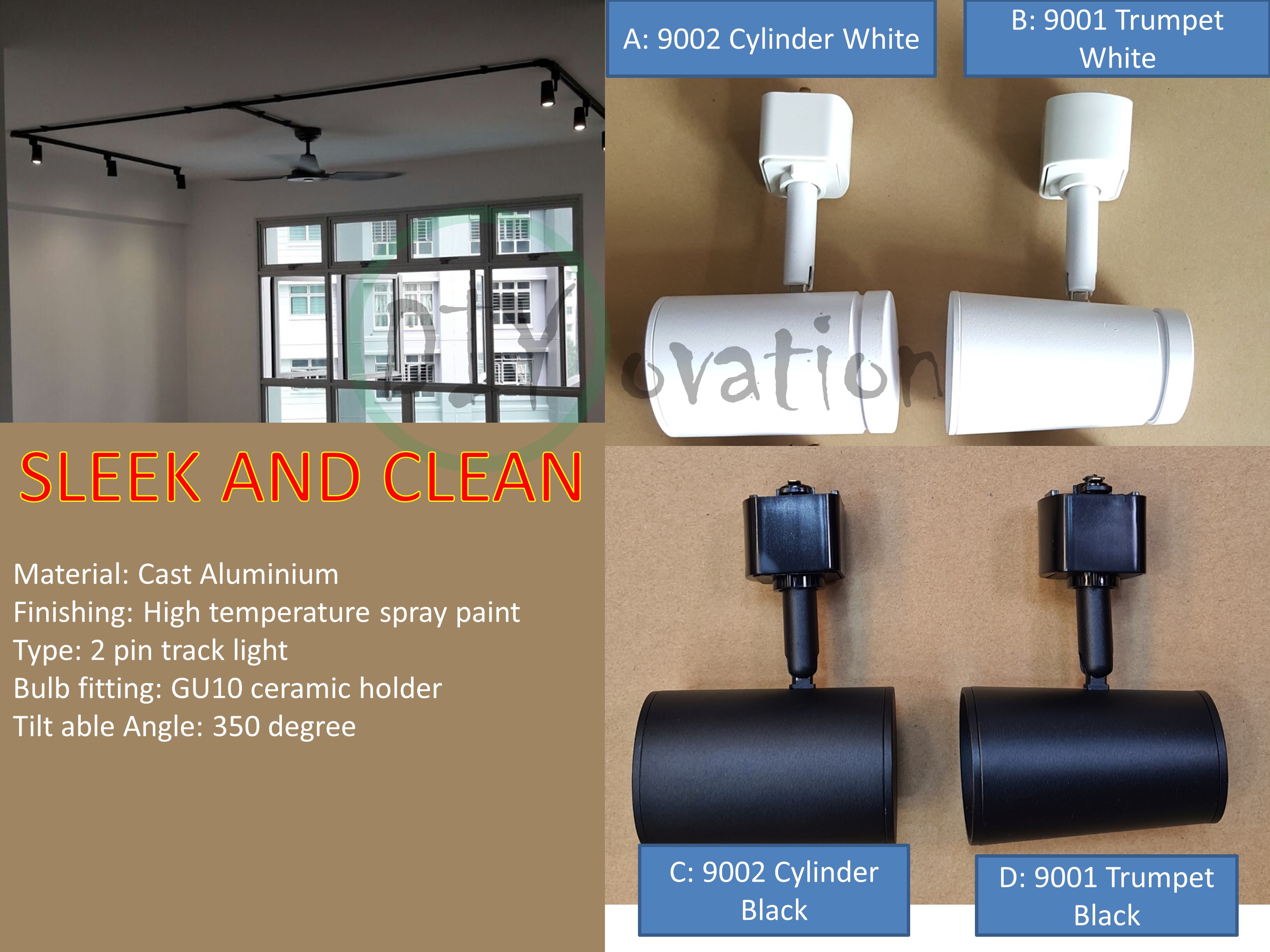 [Warehouse Direct] Aluminium Track light casing and holder for GU10 led ...