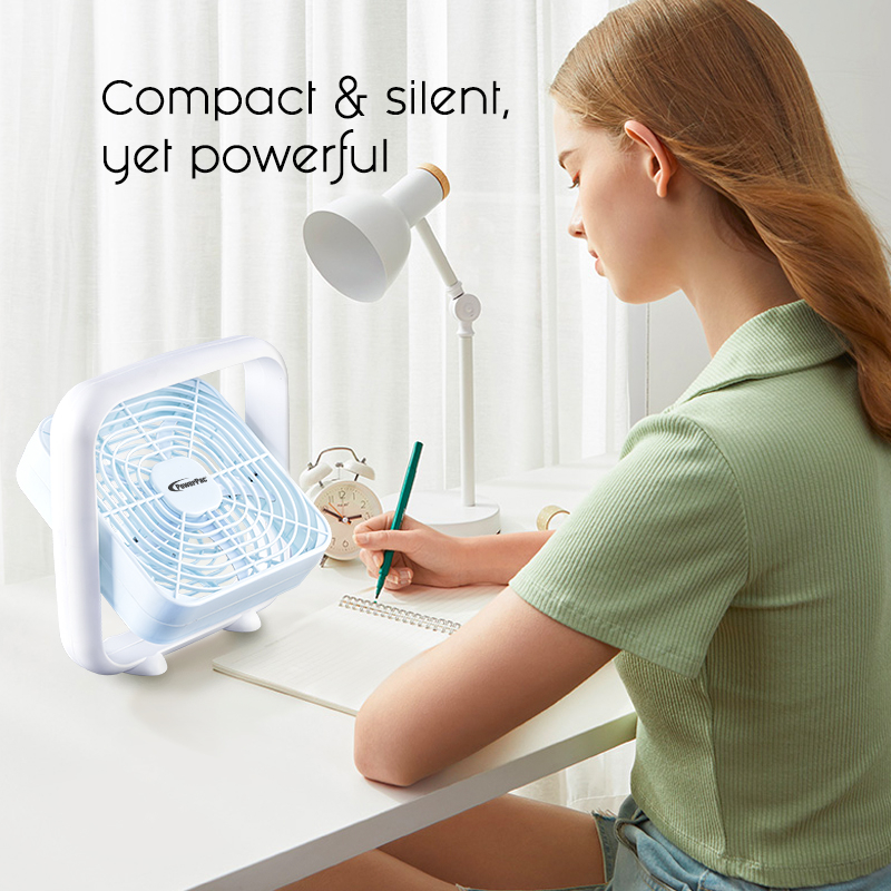 PowerPac 8" Box Fan – USB, Table/Floor Fan, Strong Airflow, 90 ...