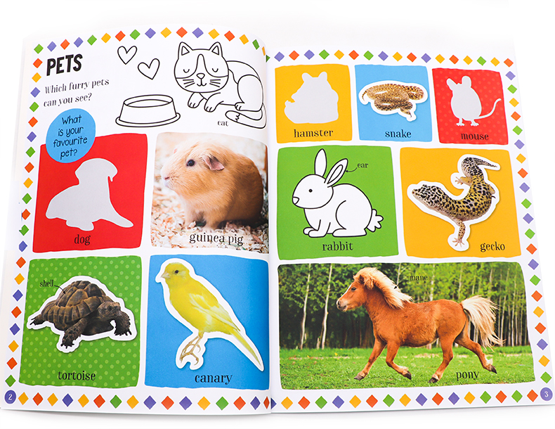 【SG Stock】First 100 Words Sticker Activity Book，animals/Things that Go ...