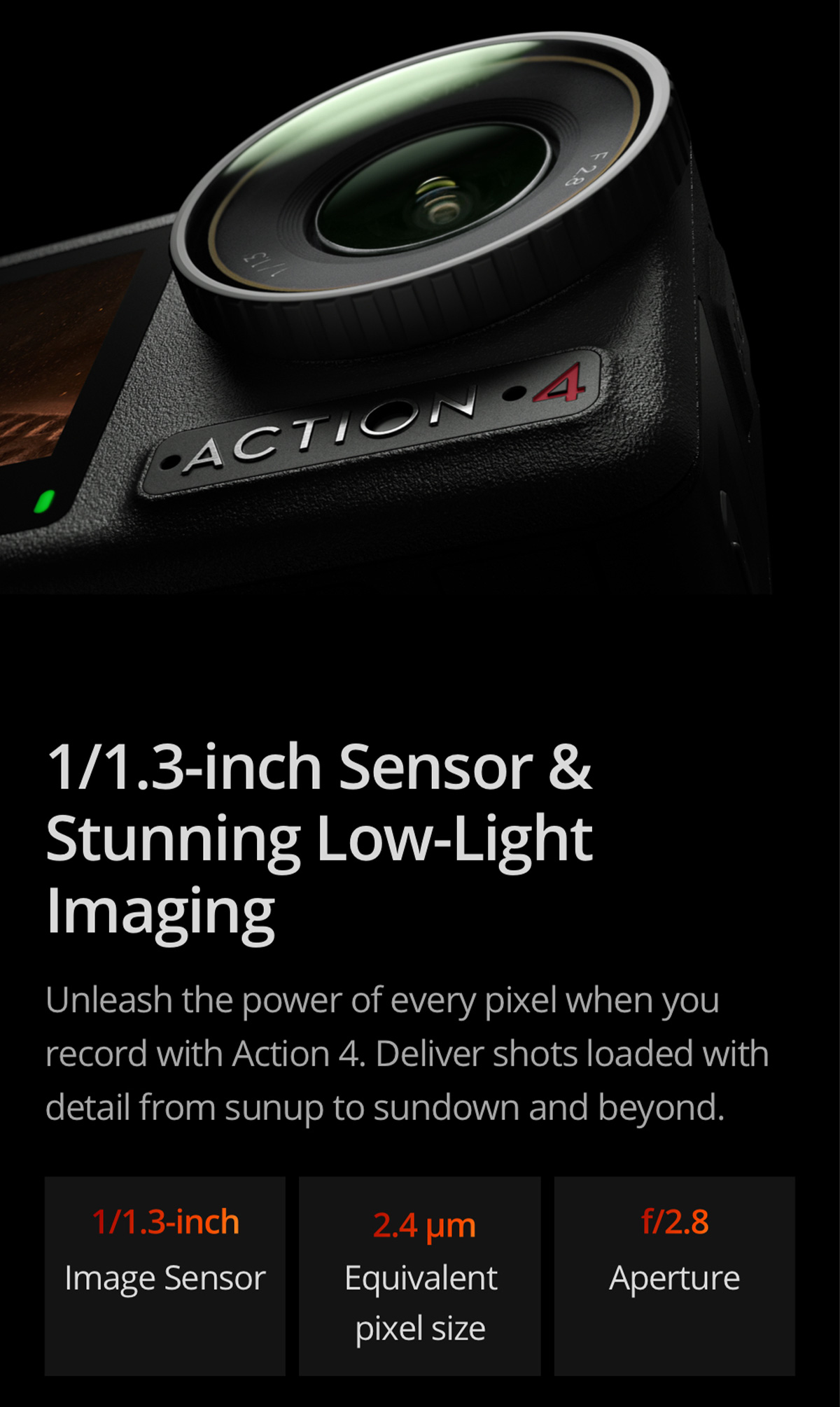 DJI Osmo Action 4 - Action Camera | 1/1.3inch sensor&stunning low light ...