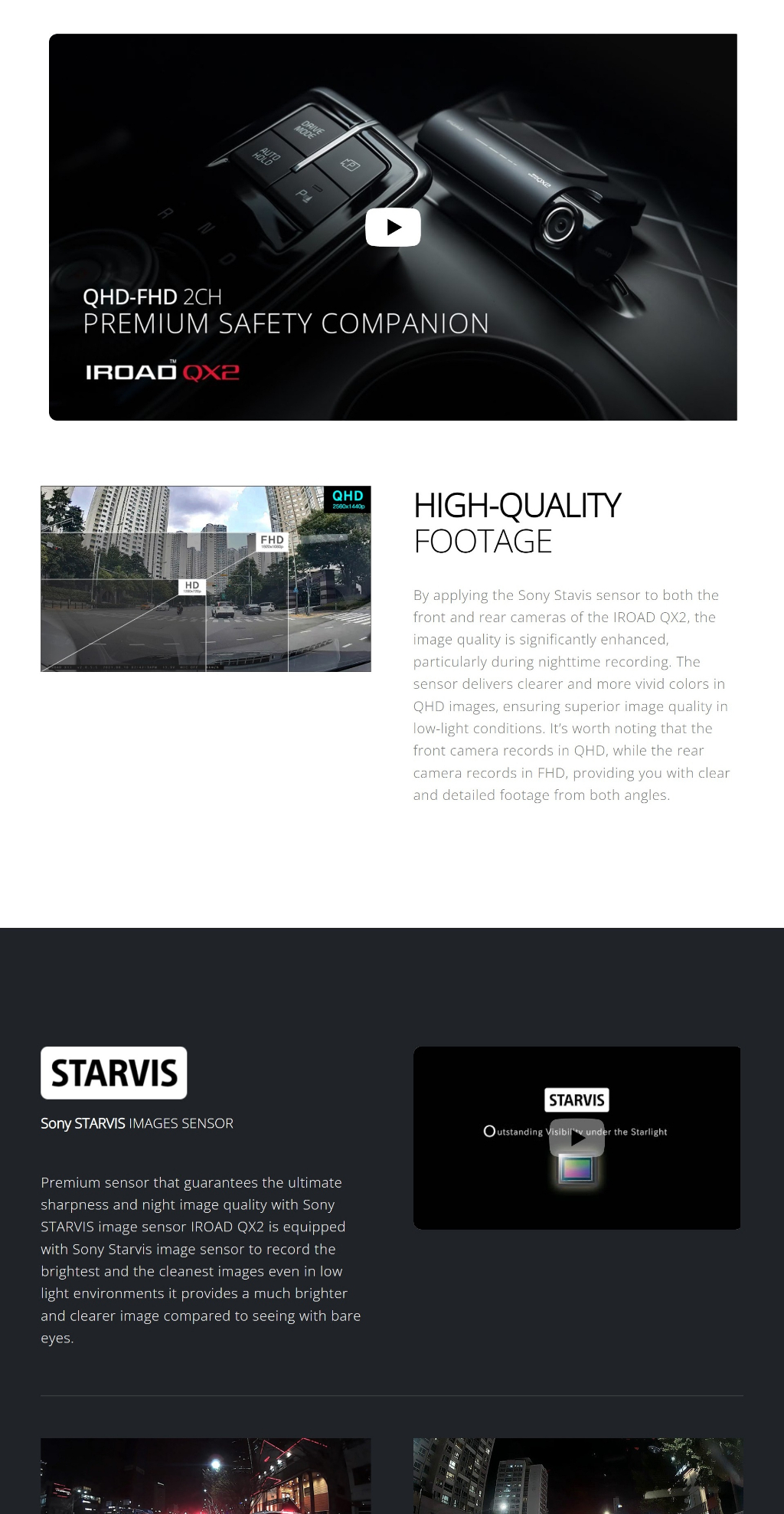 IROAD QX2 QHD-FHD Sony Sensor Dual Channel Car Recording Dash Camera ...