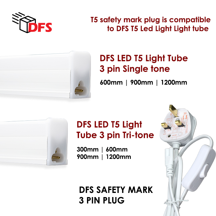 DFS LED T5 Tube Plug with Safety Mark | Shopee Singapore