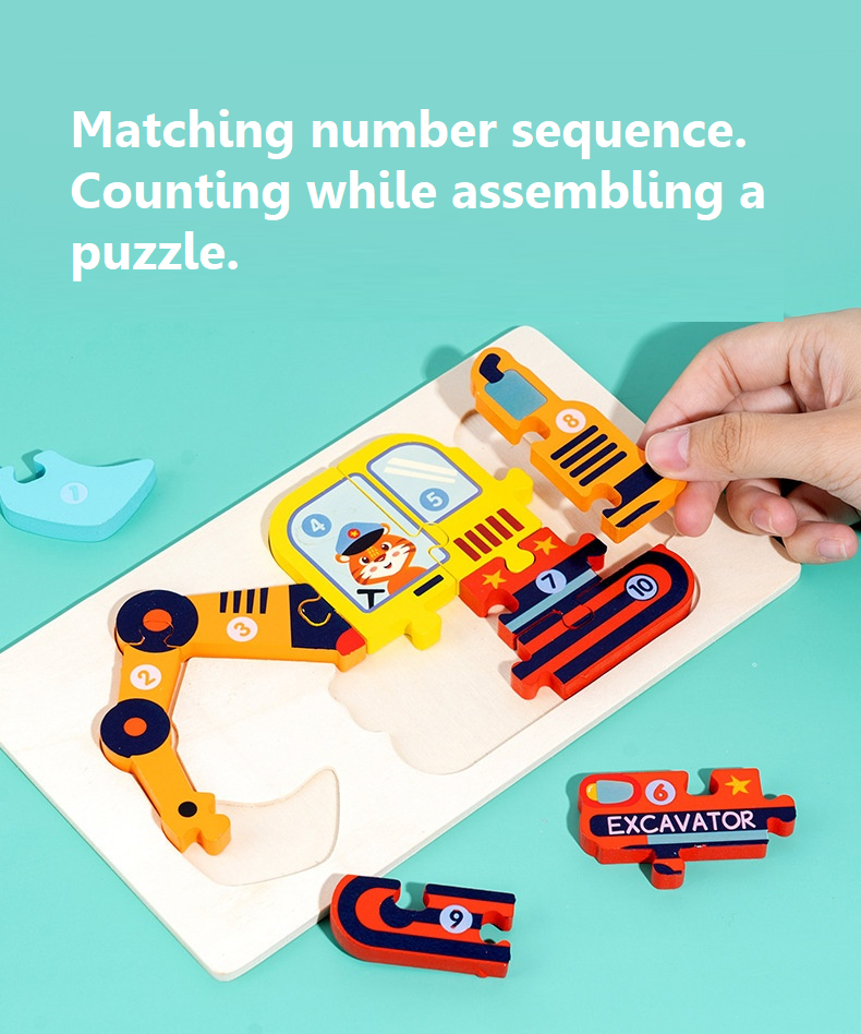Montessori Learning Numbering 3D Wooden Puzzle Toys for Baby Kids ...