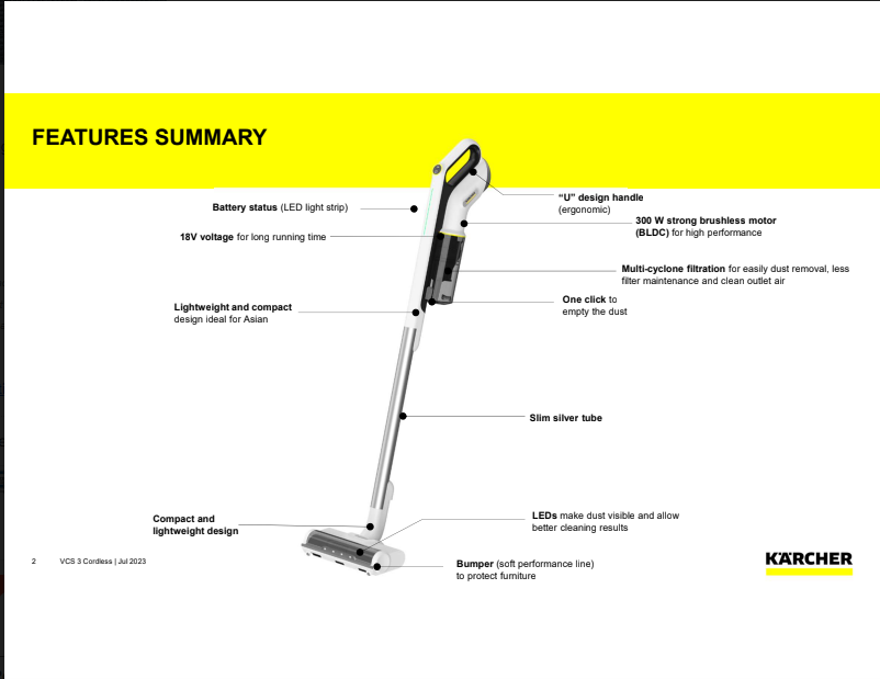 Karcher Battery Powered Cordless Light Weight Handstick Vacuum Cleaner ...