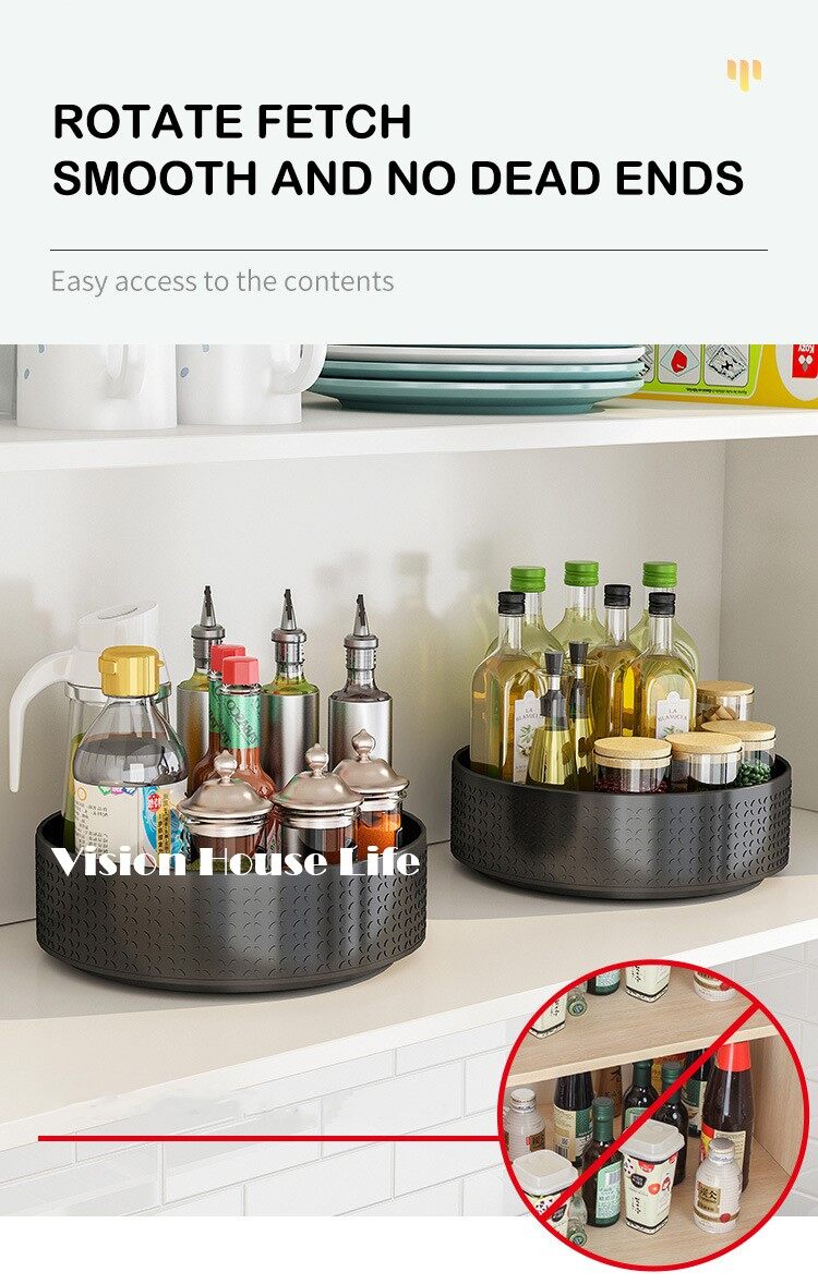 【SG Stock】360° rotating tray rack/Lazy Susan Turntable/Kitchen Storage ...