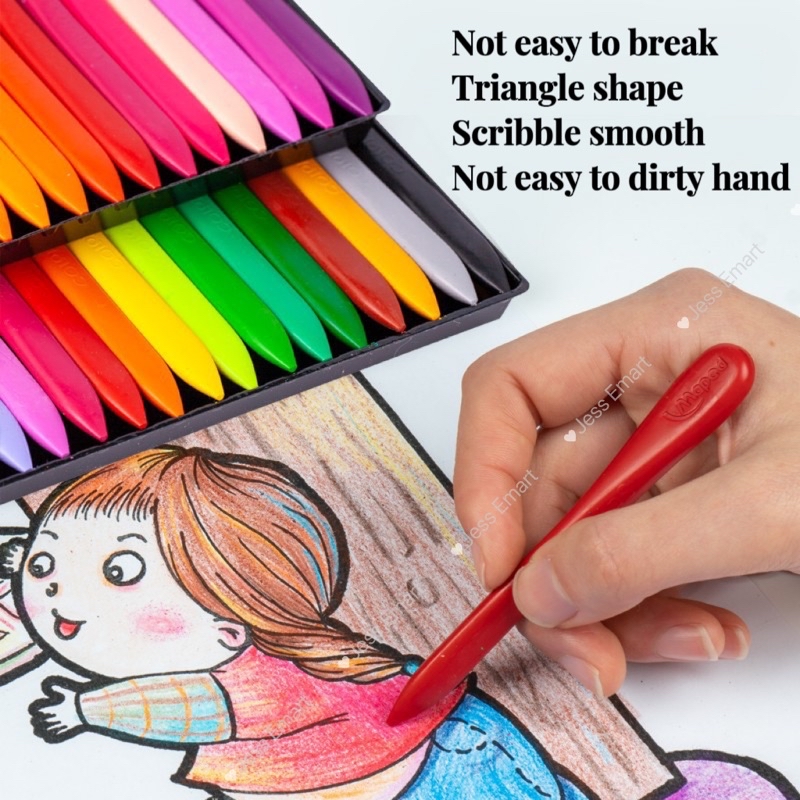 SG Stock 12 Colors Maped Kids Plastic Crayon Mess Free Children Crayons ...
