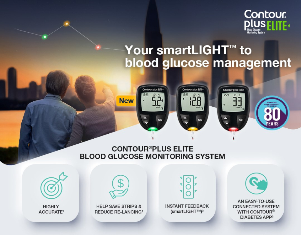 Contour Plus Elite Blood Glucose Meter (mmol/L) + 25 Test Strips ...