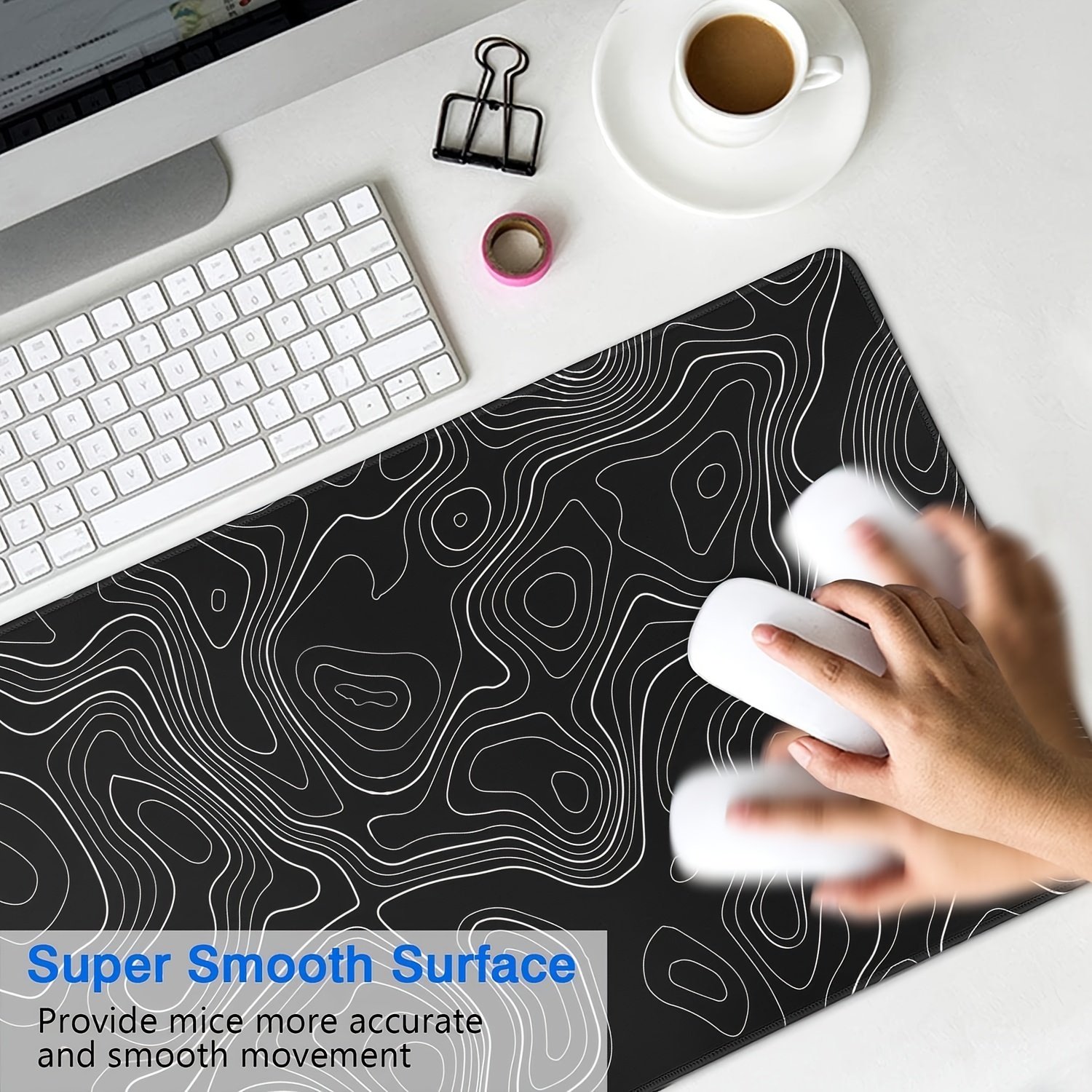 [SG] Ready Stock White Terrain Graphics Line Mouse Mat Anti-Slip Mouse ...
