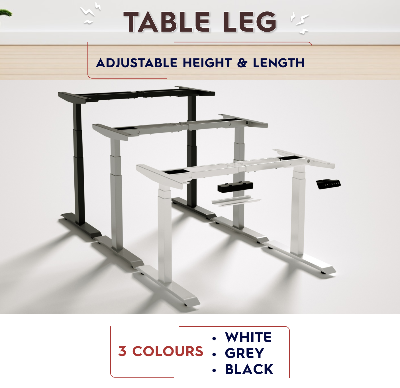 NewStar Height Adjustable Office Table, Office Desk, Workstation Table ...