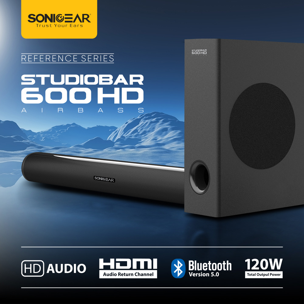 SonicGear Studiobar 600HD AirBass 120w DSP Bluetooth 5.0 HDMI ARC USB ...