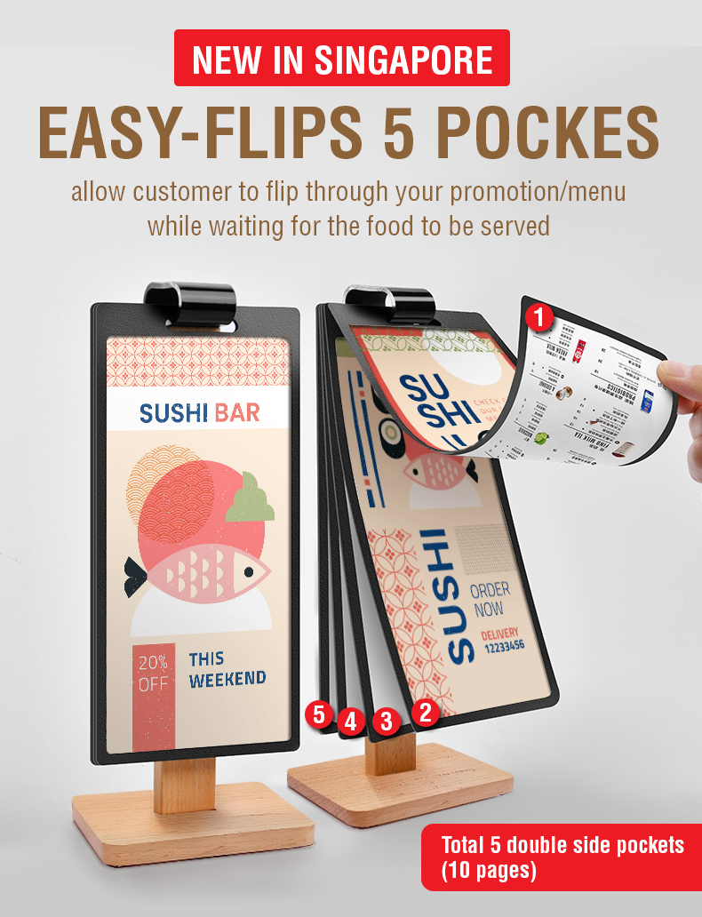 Wooden Table Top Menu Stand | Minimalist Table Top Menu Display Stand ...