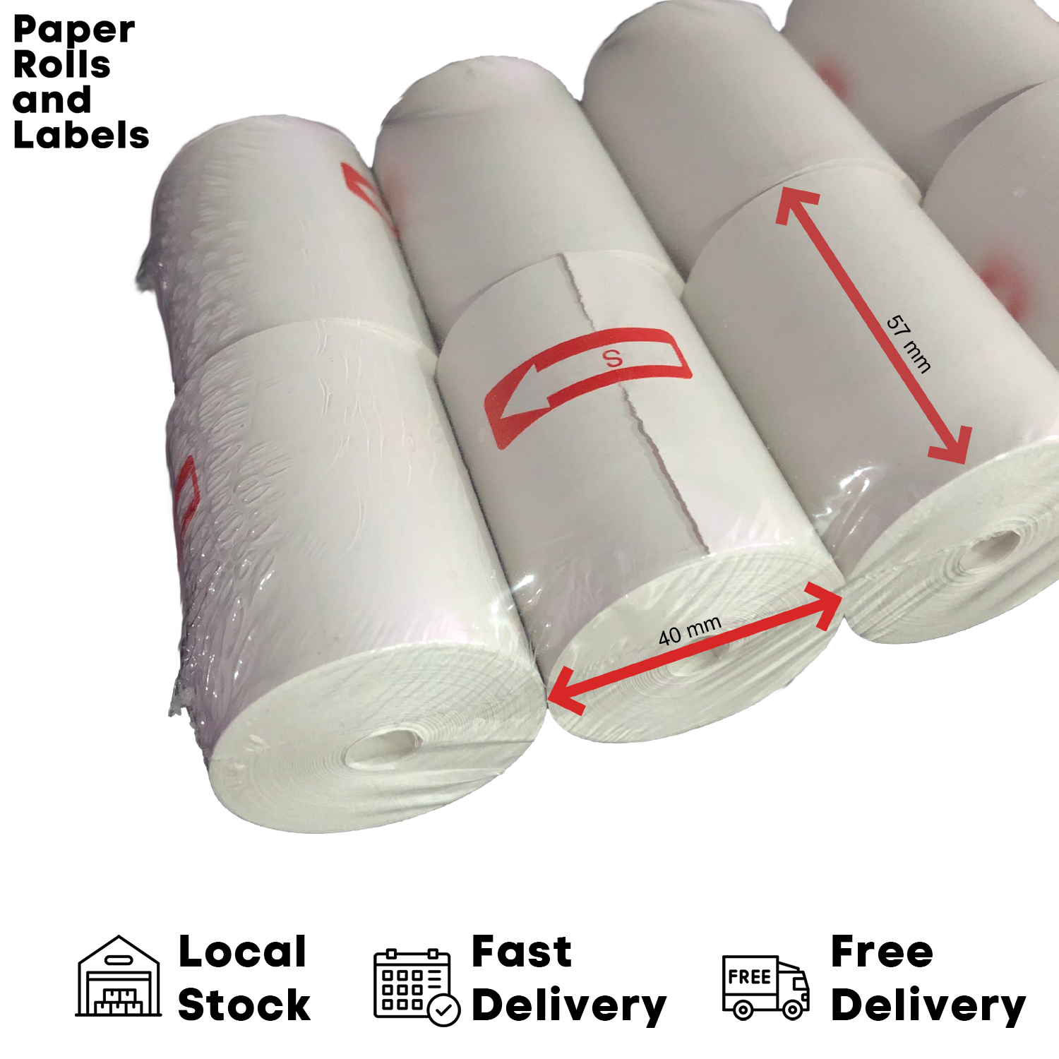 NETS Thermal Paper Roll Coreless 57 x 40mm CORELESS (50 Rolls and fewer ...