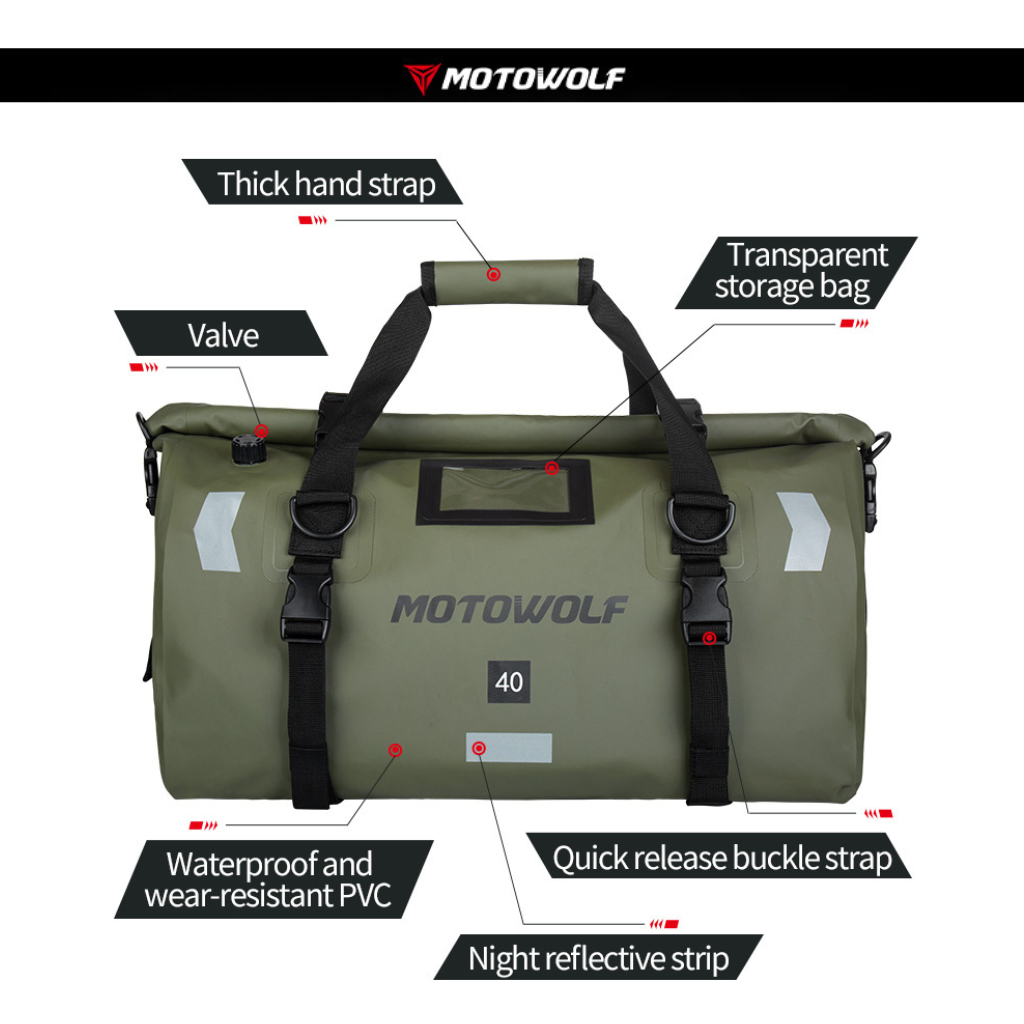 Motowolf Waterproof Travel bag/Adventure bag 40L/66L | Shopee Singapore
