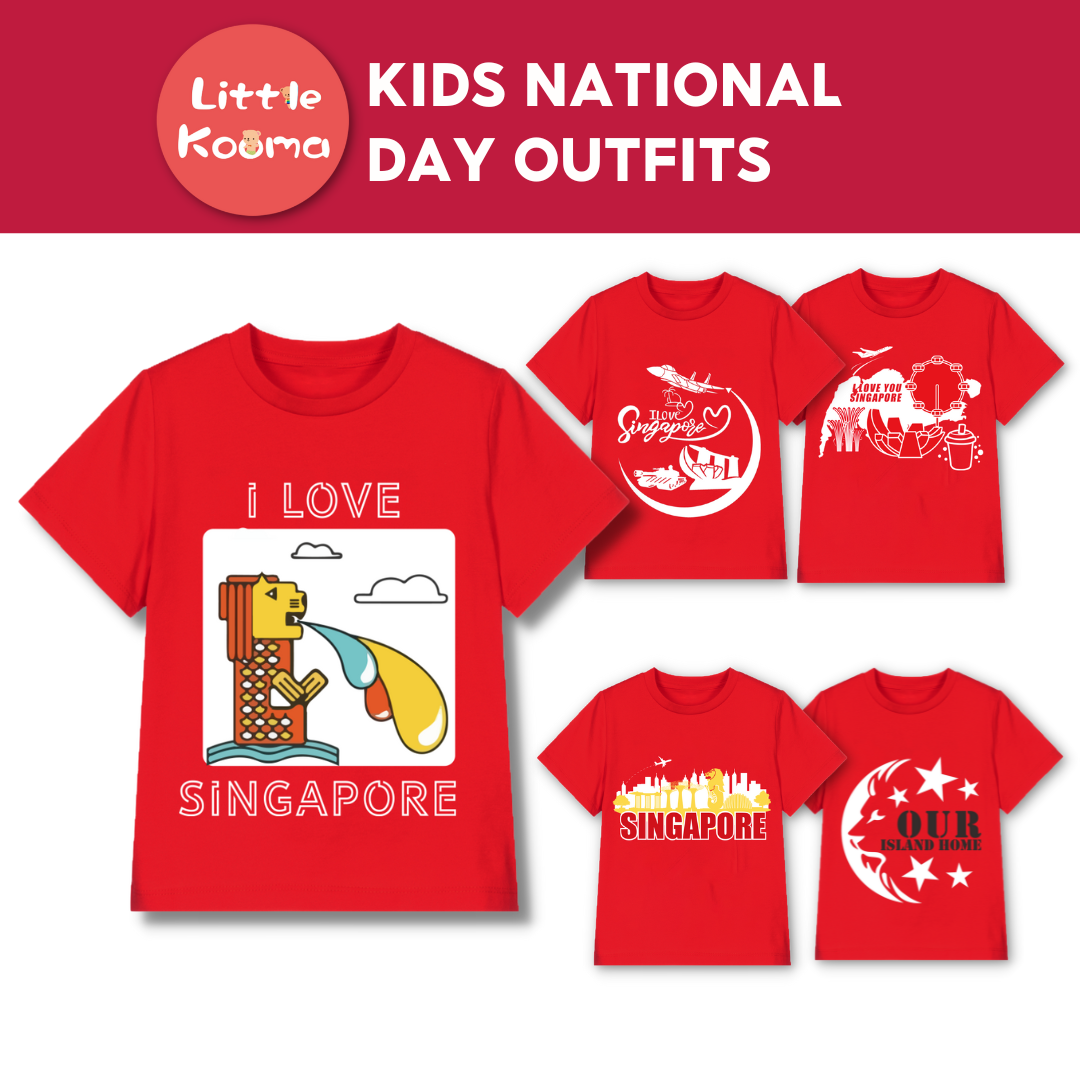 Kids National Day Outfits NDP 2024 I Love Singapore Boy & Girl Red Top ...