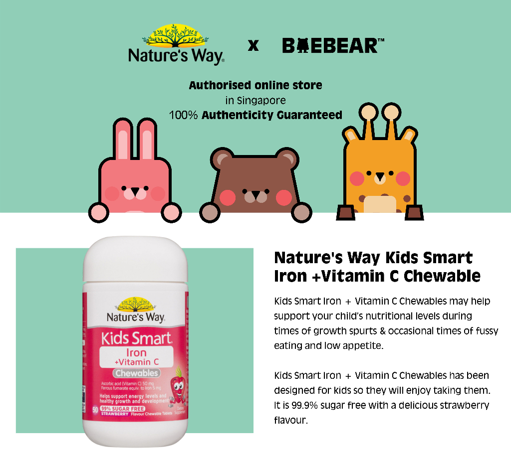 Nature's Way Kids Smart Iron + Vitamin C Chewables 50s [Baebear.sg ...