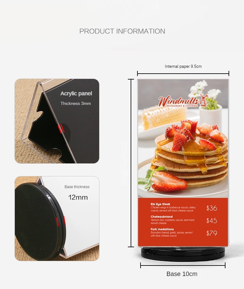 Triangle Menu Stand / Table Menu Display Holder, 360% Rotation 360 ...