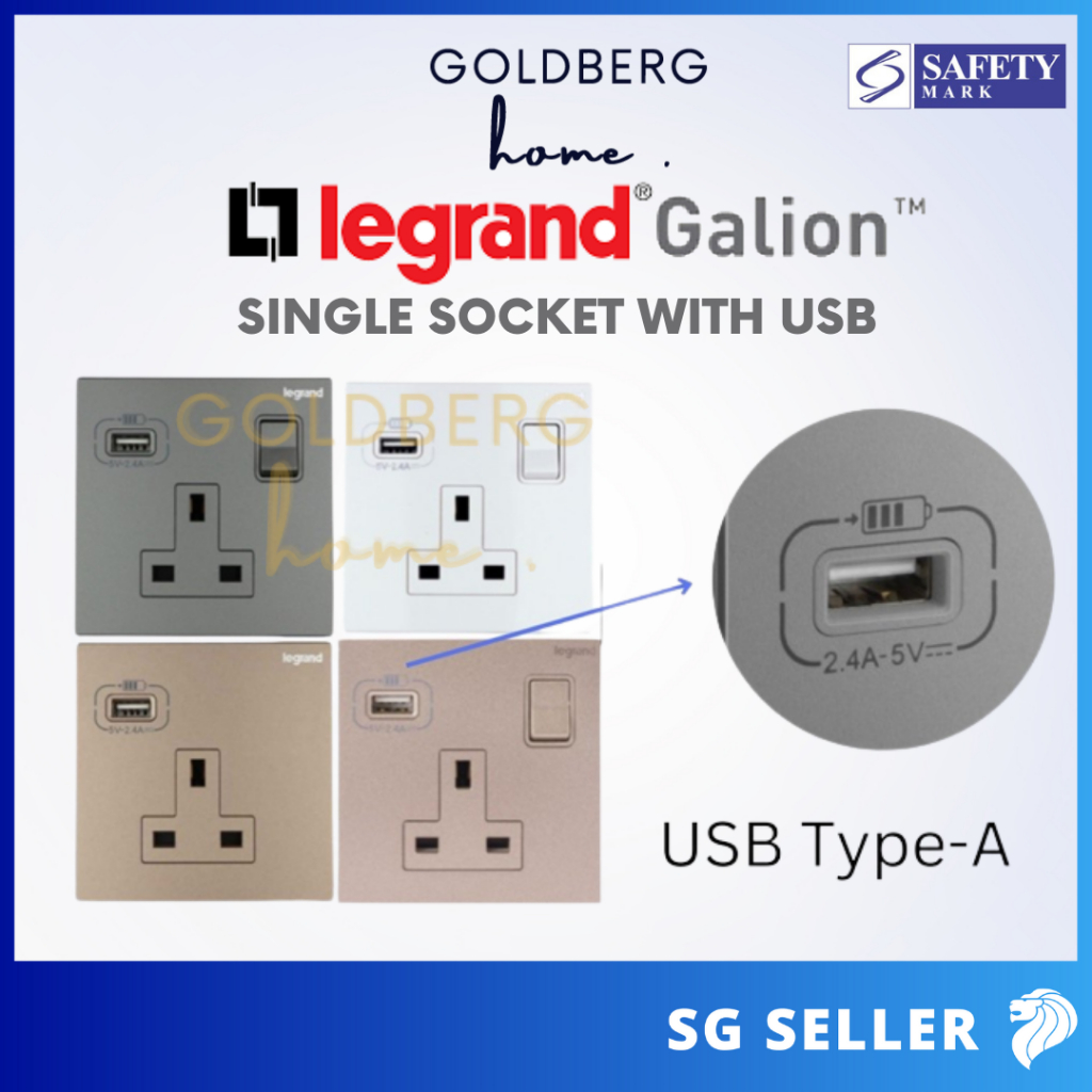 Legrand Galion Wall Socket with USB | Goldberg Home | Shopee Singapore