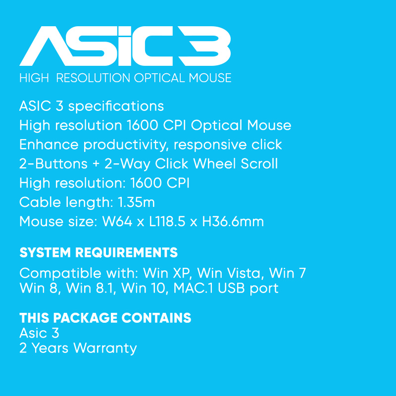 Alcatroz Asic 3 Wired USB Mouse 1600 CPI | Ergonomic Design with High ...