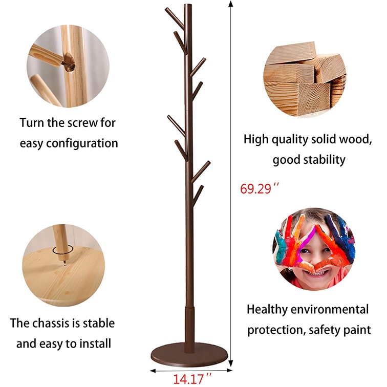 SG seller solid Wooden Coat Rack and Stand, Free Standing Clothes ...
