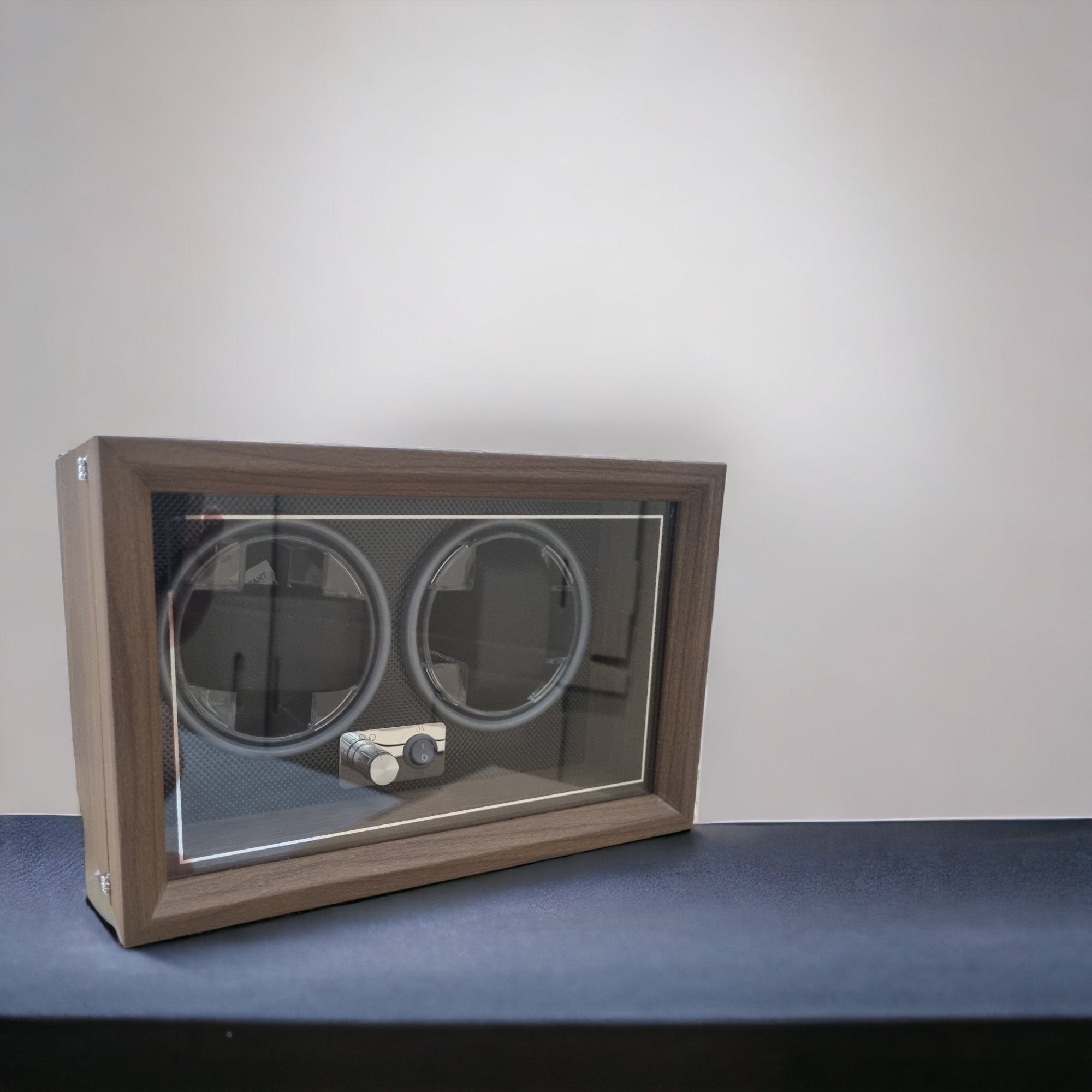 Watch Winder Box Double Slot Wood Grain Automatic Vertical Silent Box ...