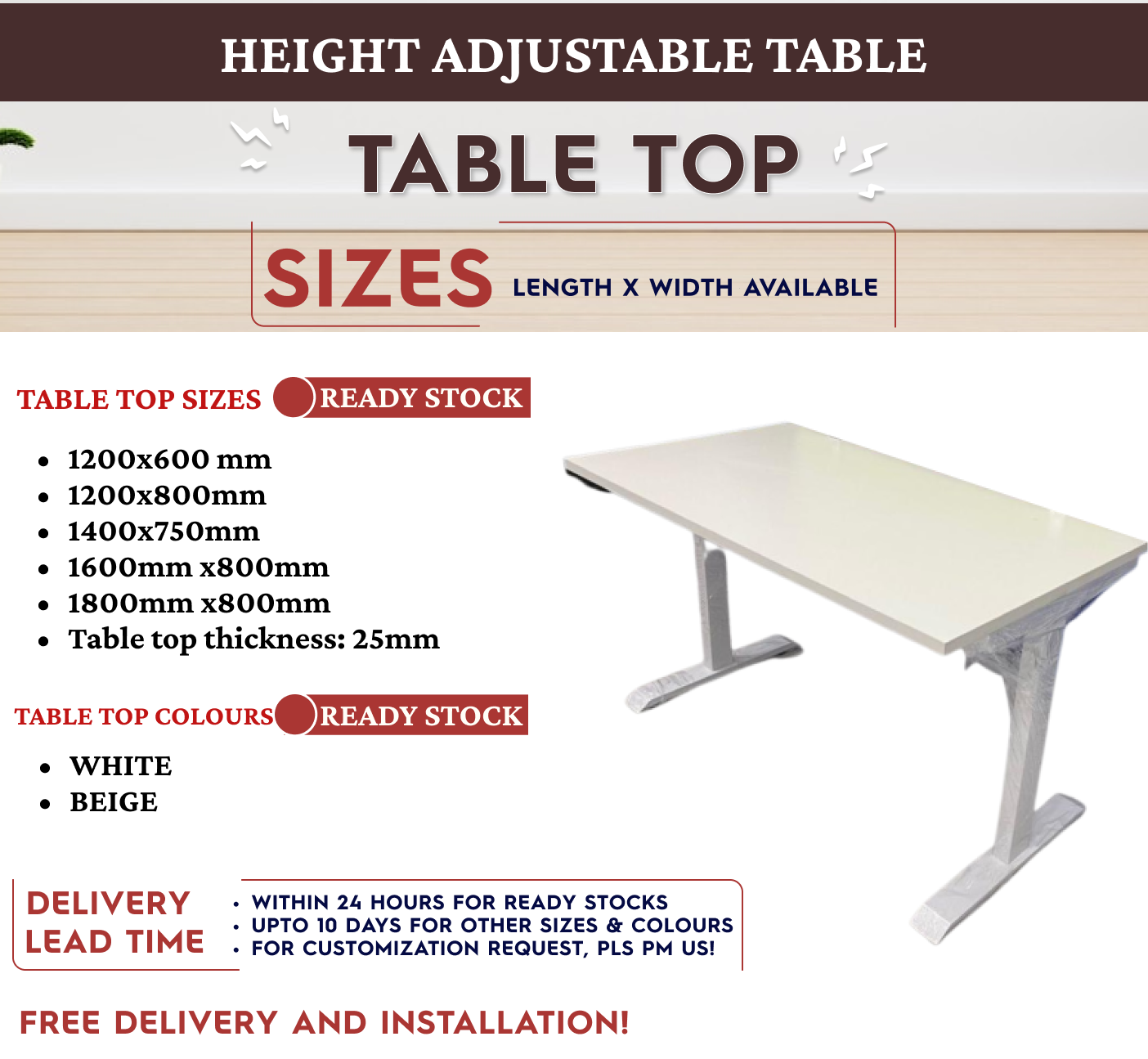 NewStar Height Adjustable Office Table, Office Desk, Workstation Table ...