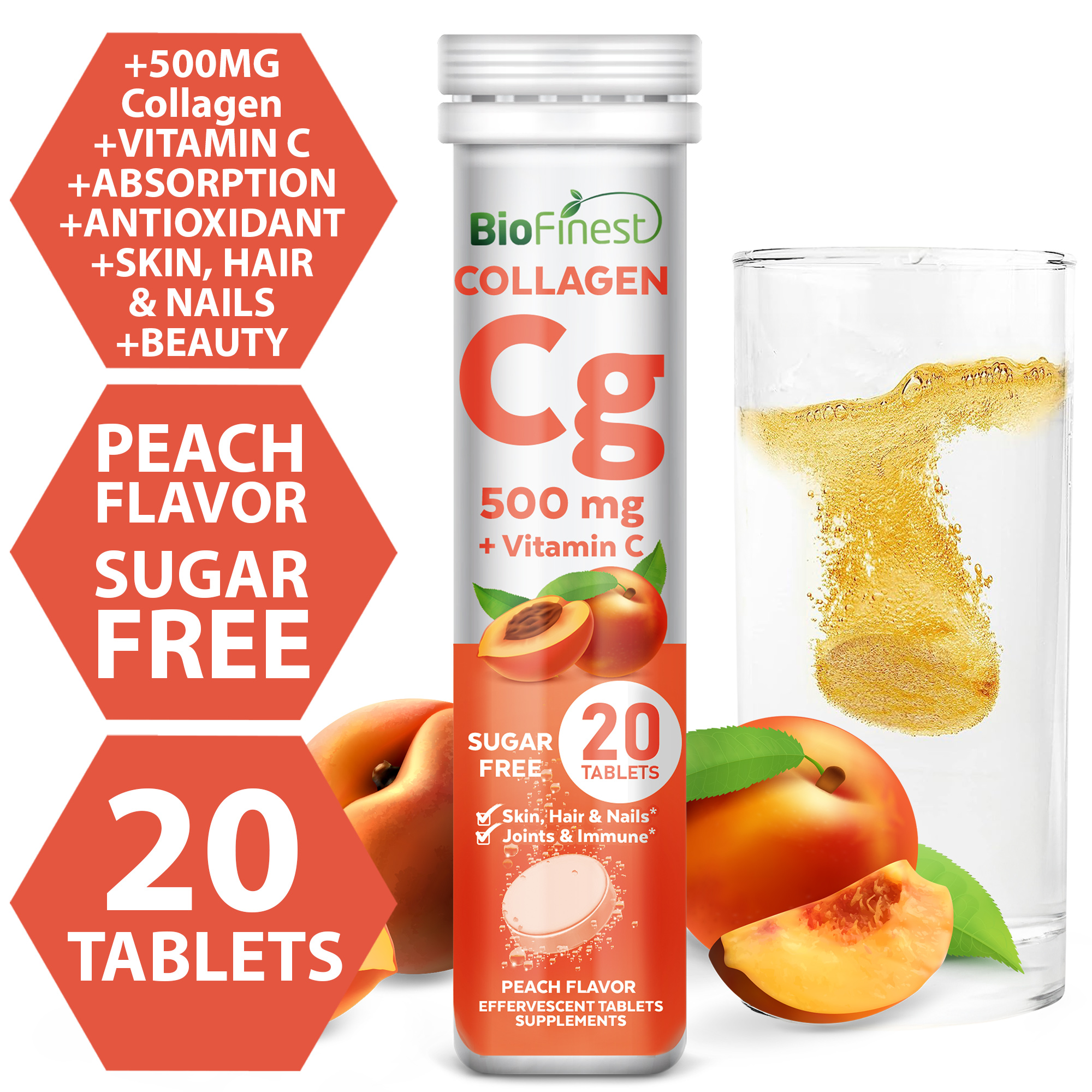 Biofinest Effervescent Vitamin C 1000mg D3 Zinc Collagen Multivitamin ...
