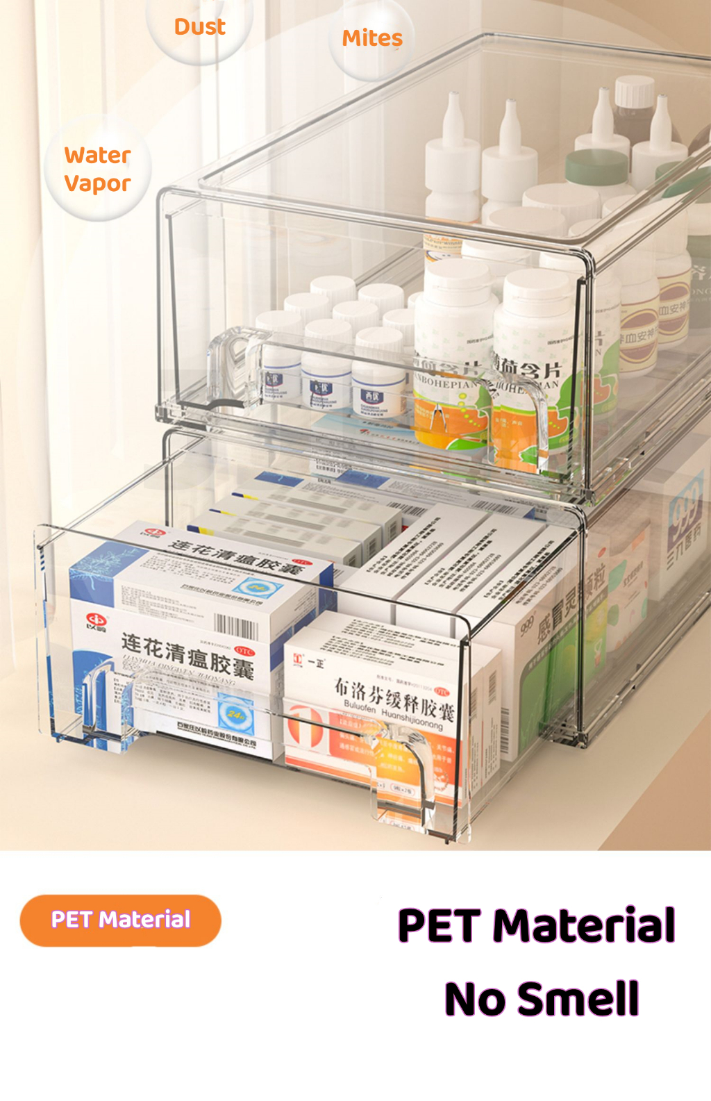 Premium Acrylic Medicine box family drawer type large capacity multi ...