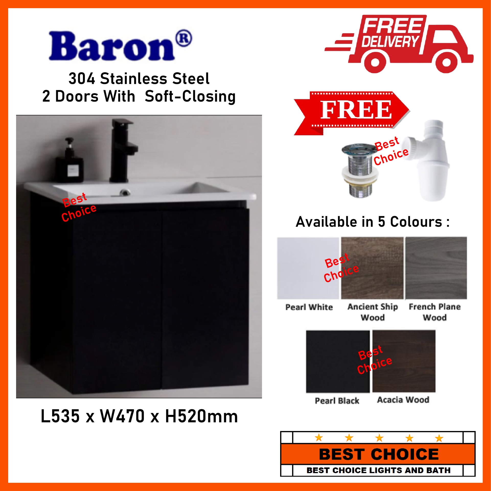 Baron A106B Stainless Steel Basin Cabinet vanity basin toilet set for ...