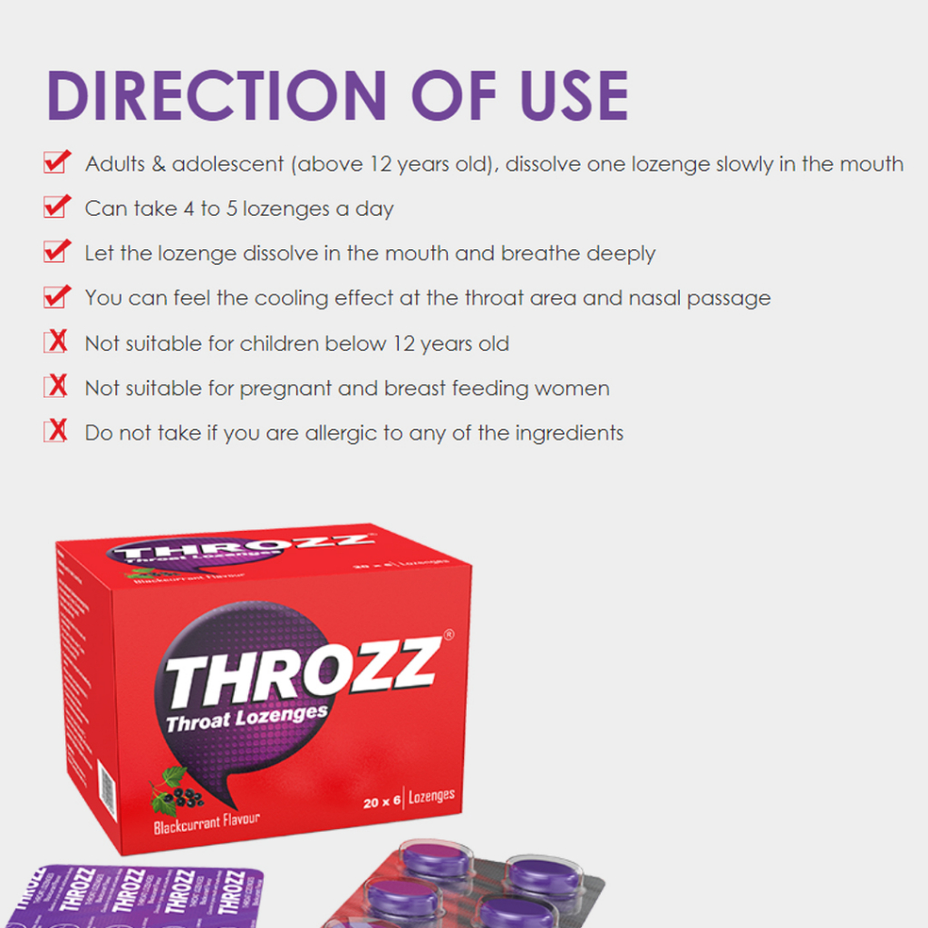 THROZZ THROAT COUGH ANTISEPTIC LOZENGES BLACKCURRENT 4X6/20X6 LOZENGES ...