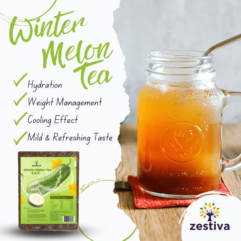 Zestiva Taiwan Winter Melon Tea Block (600g) 冬瓜茶砖 Big Cube to make 5L ...