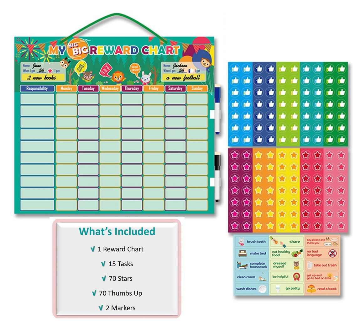 Reward Chart For Kids Chore Chart Responsibility Chart For Children Dry ...