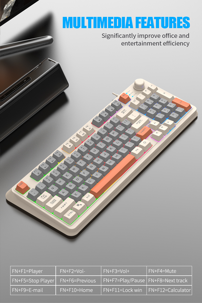 XunFox Wired Gaming Keyboard RGB 19 Non-Conflict Keys with Volume ...