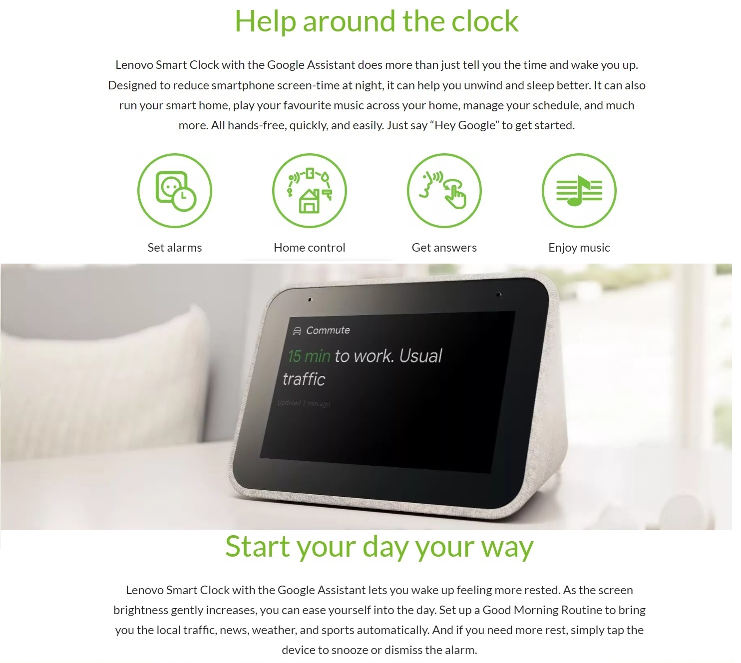Lenovo Smart Clock 2 With Google Assistant | Supports Android & iOS ...