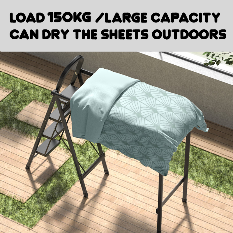 5 Step Ladder Multi-Functional Clothes Hanger Removable Balcony Clothes ...