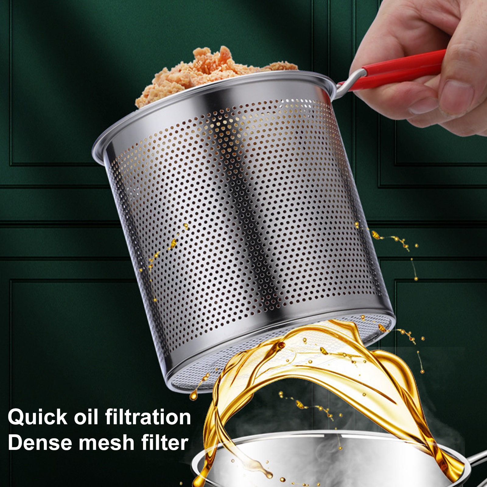 Basket Pot Fryer Fry Deep Frying steel Stainless Fish Strainer French ...