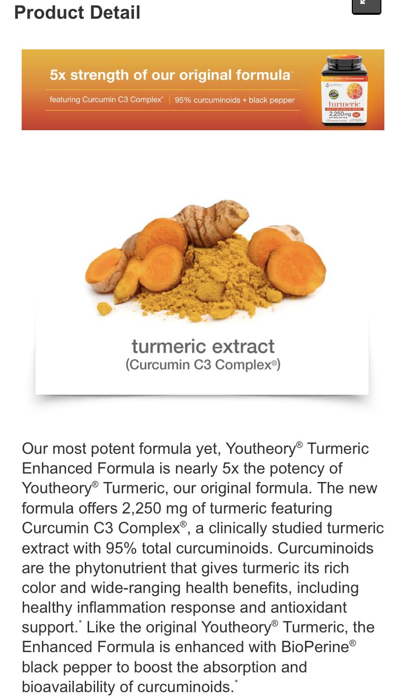 youtheory Turmeric Extra Strength Formula 2,250 mg., 210 Capsules(Exp ...