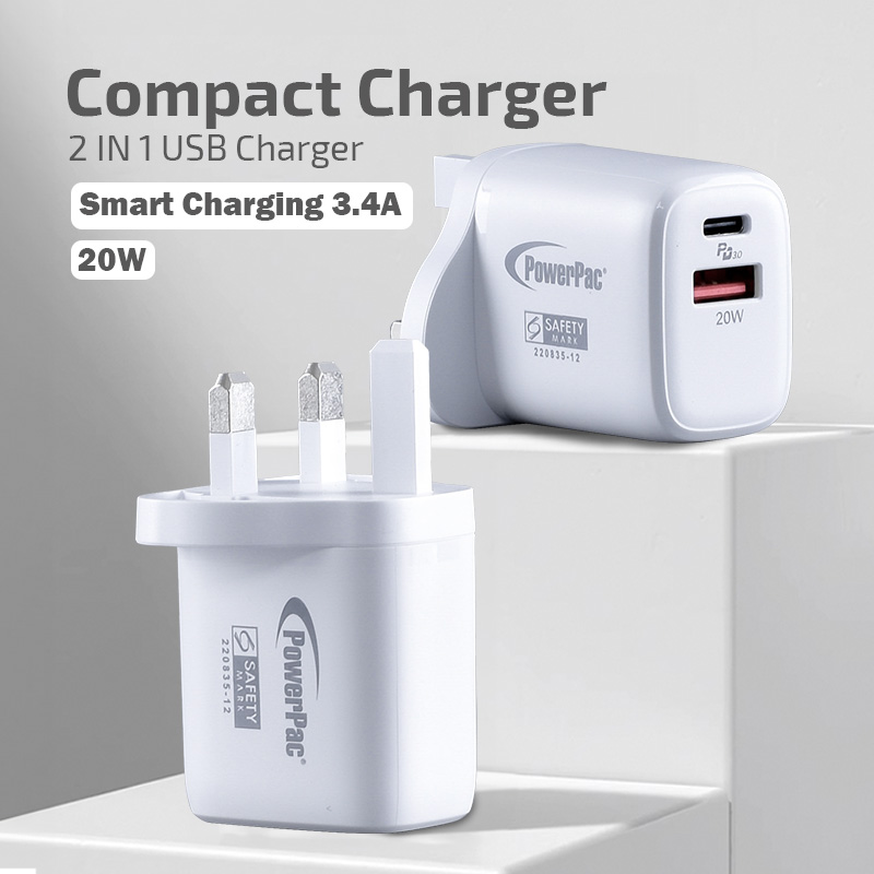 PowerPac 20W Charger Fast Charge USB-A | PD 3.0 USB Charger | Smart ...