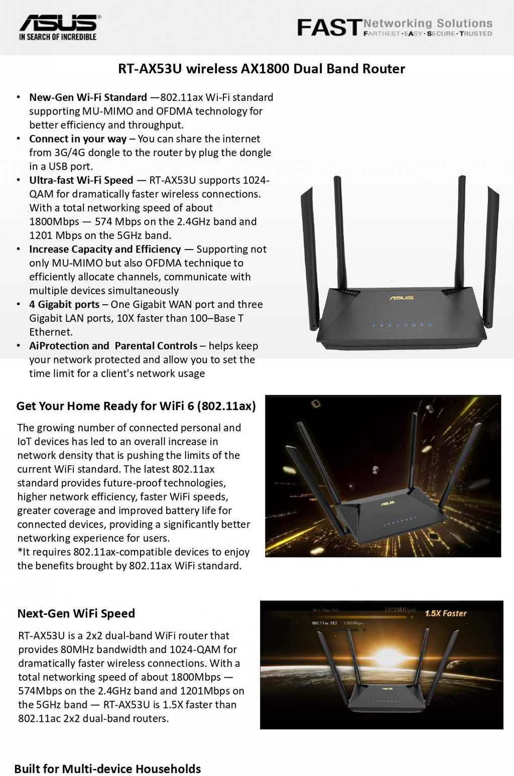 ASUS RT-AX53U AX1800 Dual Band WiFi 6 Router | Shopee Singapore