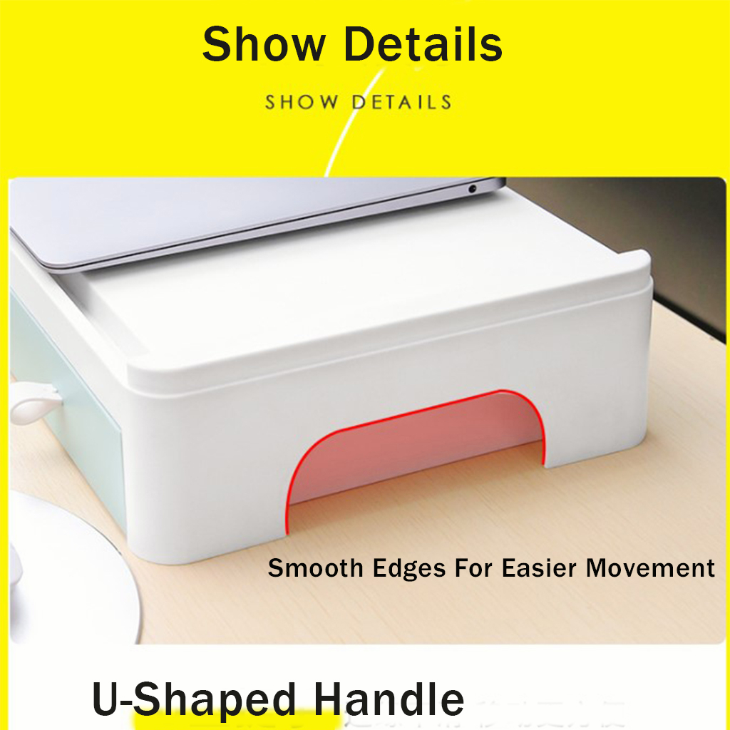 Ayuqi® Desktop Stand with Drawer Monitor Stand Plastic With Keyboard ...