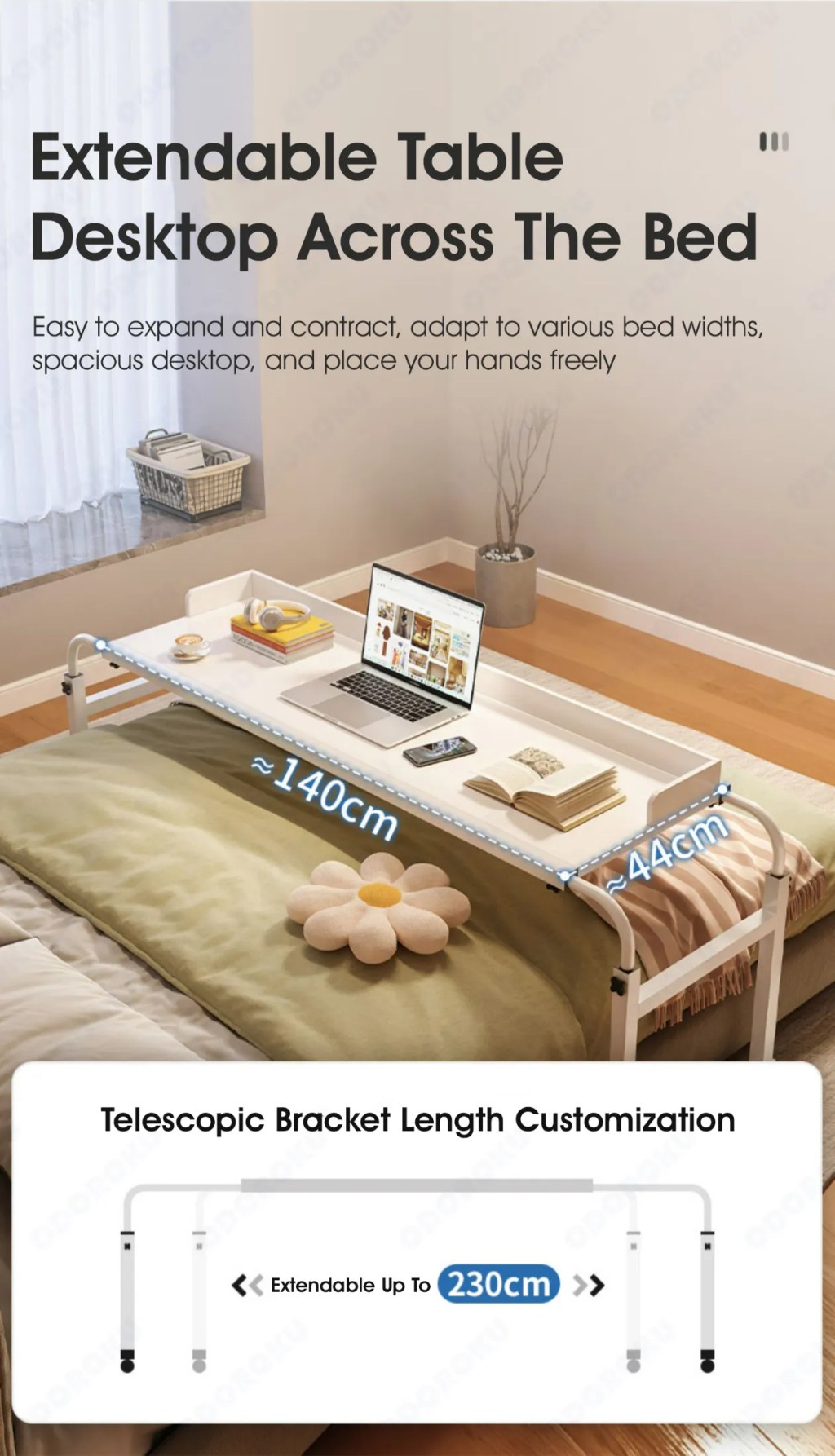 [Free Installation]Adjustable Movable Table/Overbed Desk/Moveable Table ...