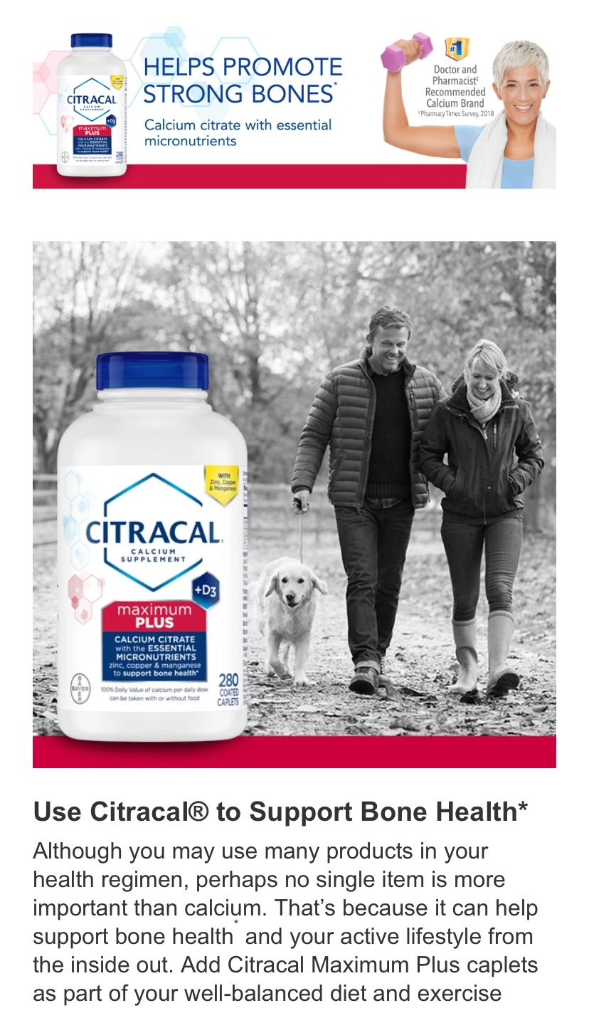 Citracal Maximum Plus Calcium Citrate + D3, 280 Caplets(Exp:10/2026 ...