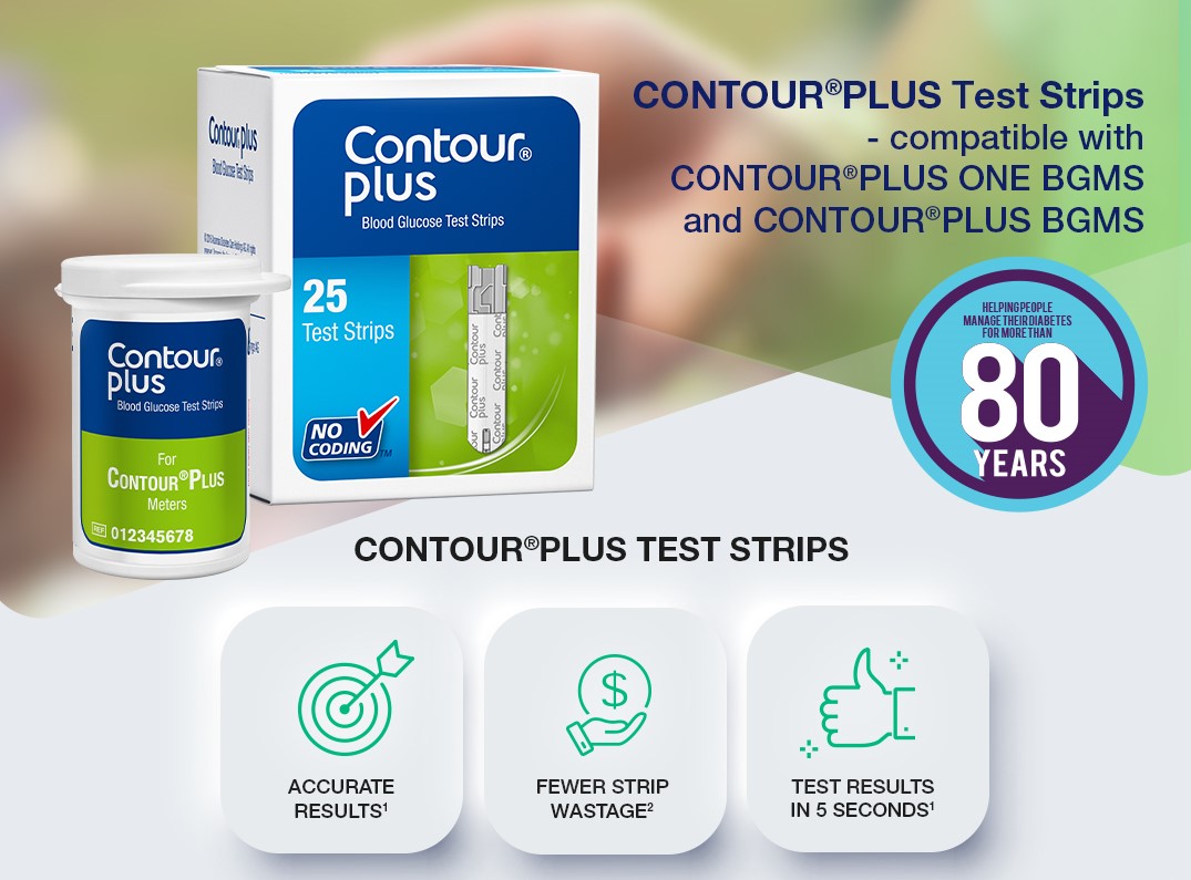 CONTOUR®PLUS TEST STRIPS - 100 STRIPS + MICROLET LANCETS - 100's ...
