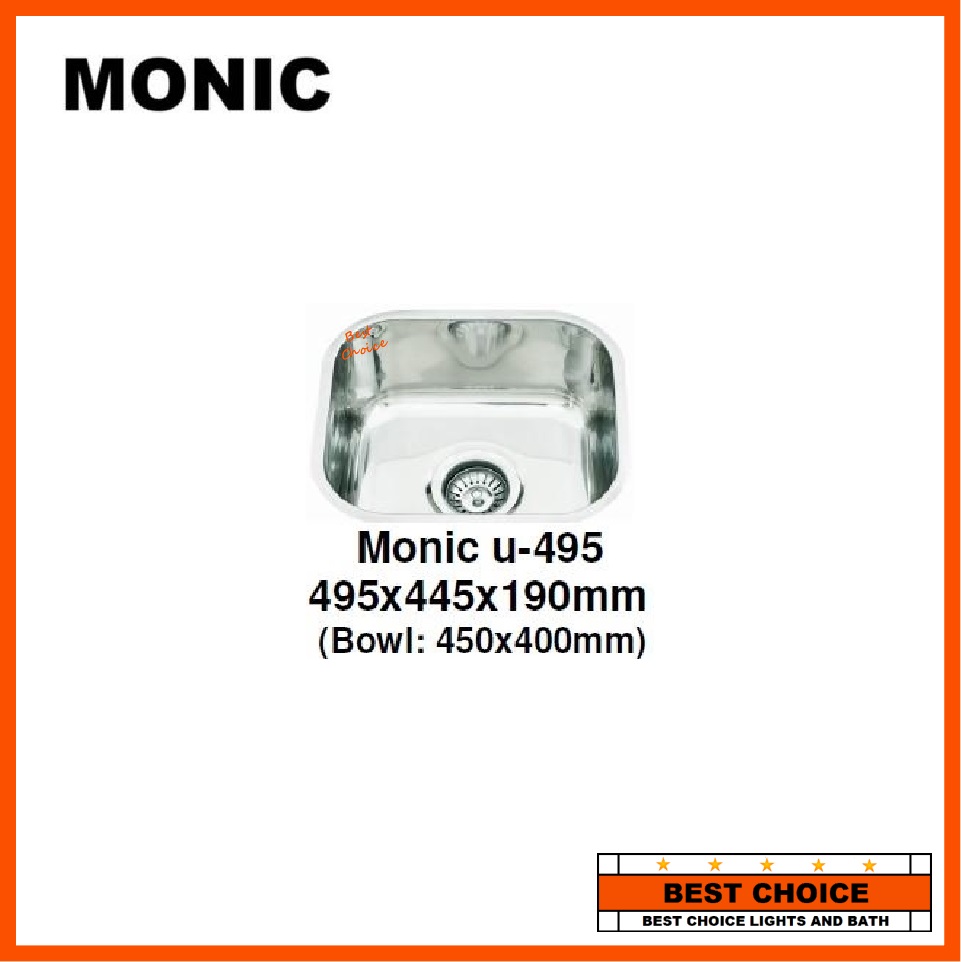 Monic U-Sink Stainless Steel Undermount Kitchen Sink | Shopee Singapore