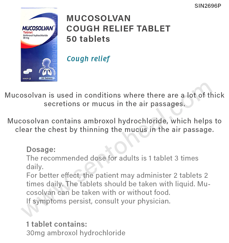 Mucosolvan Cough Relief Tablet 30mg 50 tablets/ Liquid 100ml - Cough ...