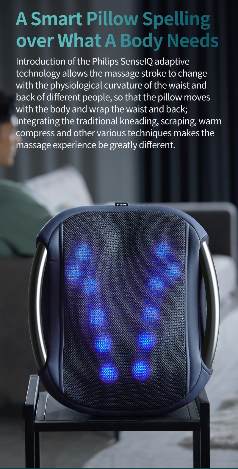 Philips Multifunctional Back Massager with 42℃ Soothing Heating Calf ...