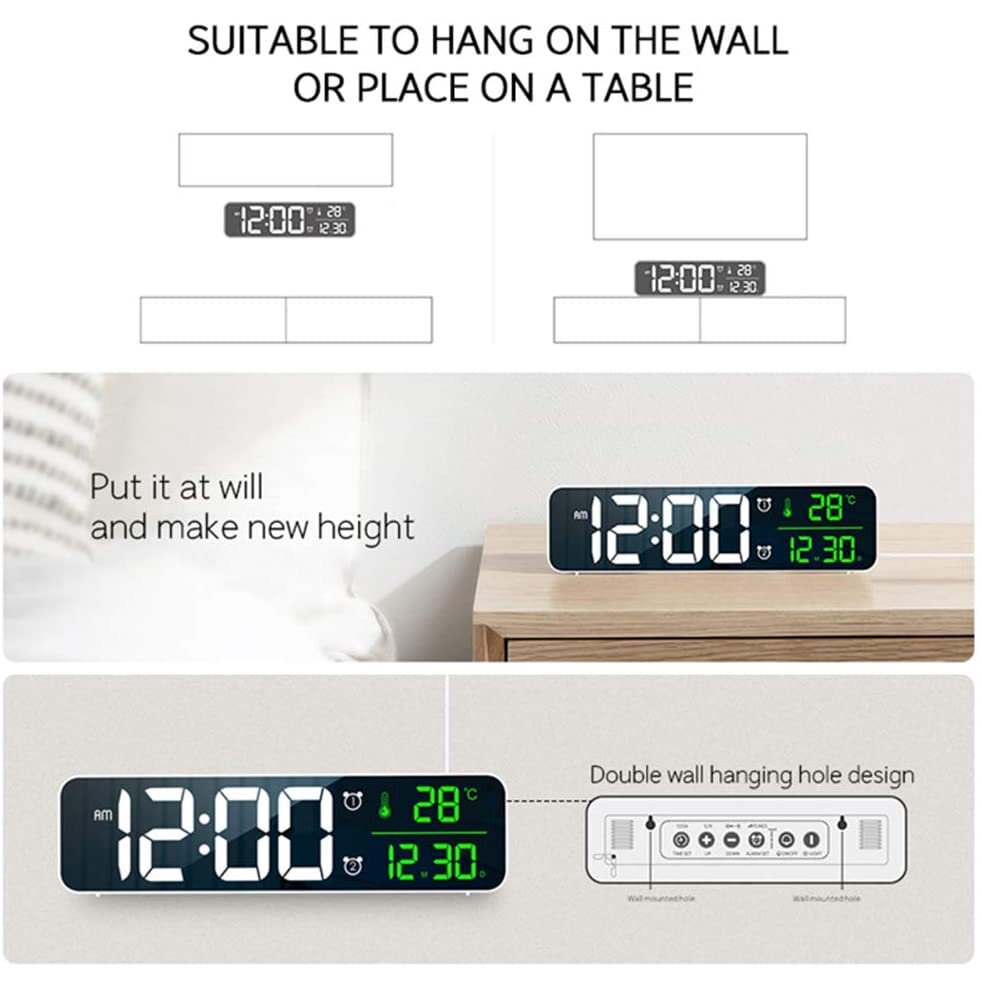 🔥SG🔥 LED Alarm Clock Digital Table Clock Digital Wall Clock Voice ...