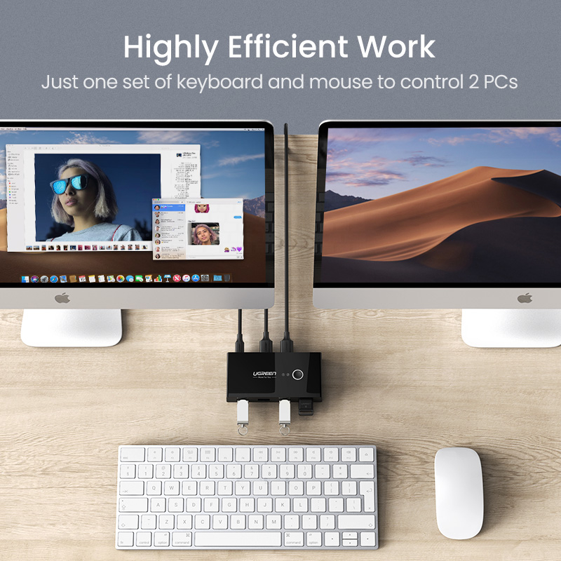 UGREEN KM Switch USB Switch USB 3.0 2.0 for PC Laptop 2 Computers ...